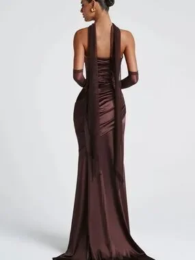 Babyboo Fashion | Dresses | Strapless Chocolate Brown Satin Evening ...